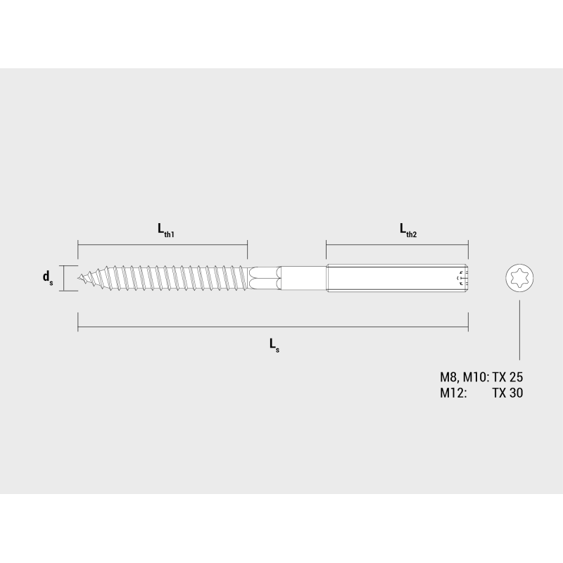 Goujon double filetage EDR